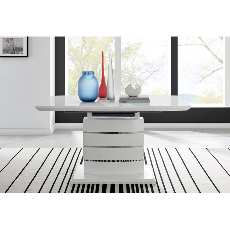 Renny Extendable Self Storing Leaf Pedestal Dining Table